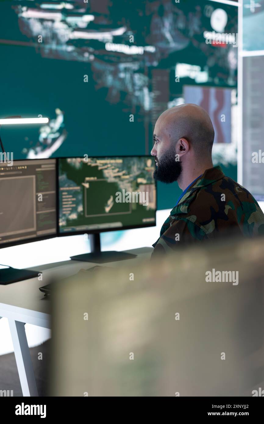 Anti terrorism division controlling air and sea traffic activity around ...