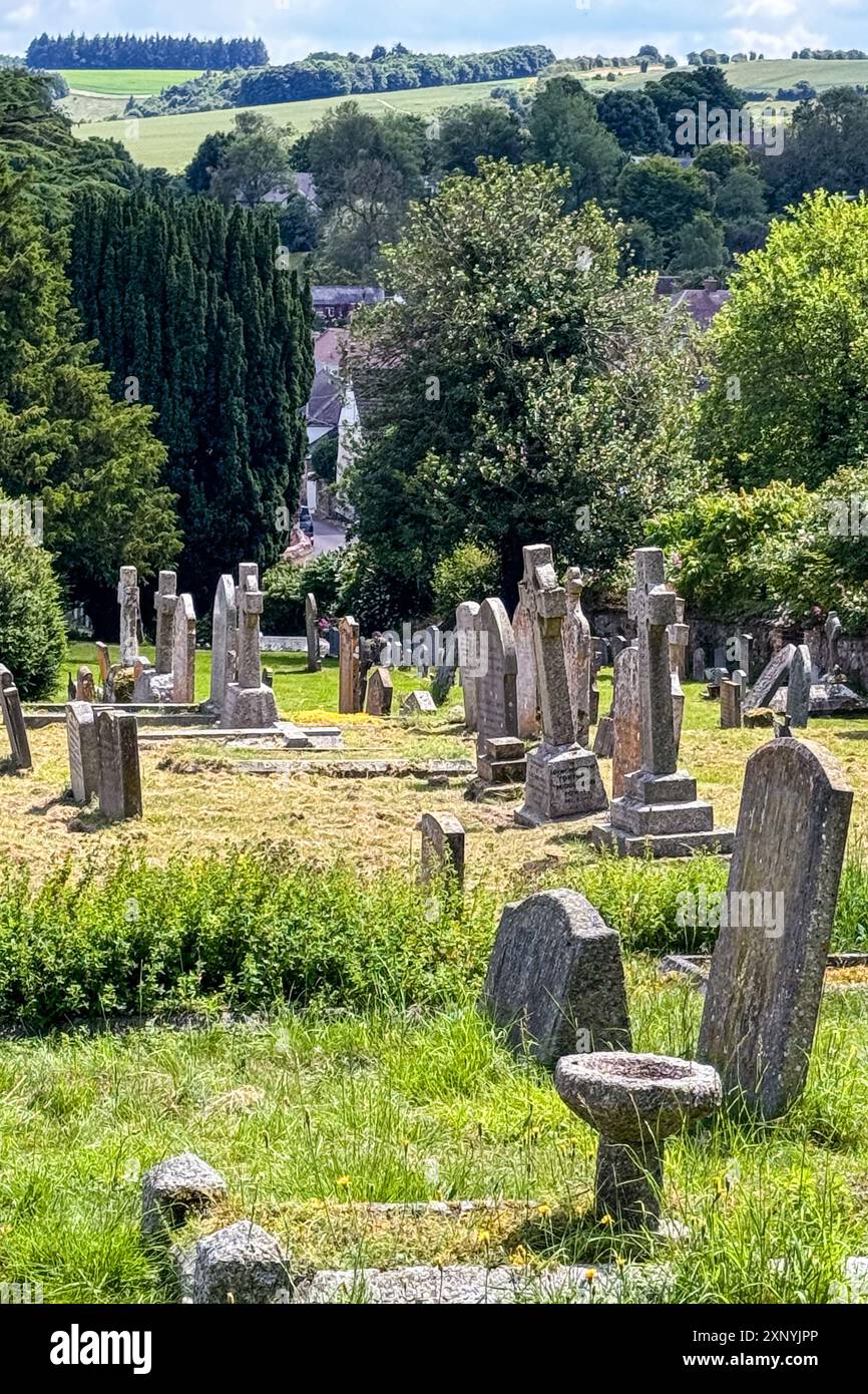 Aldbourne / England - June 25, 2024: Ancient, weathered stone grave ...