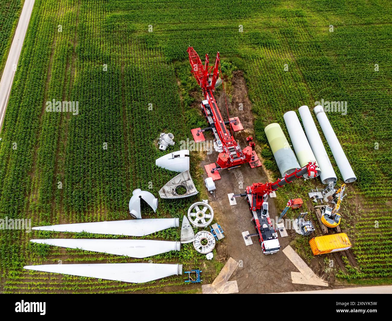 Repowering, dismantled Enercon E-58 wind turbine in a wind farm near ...