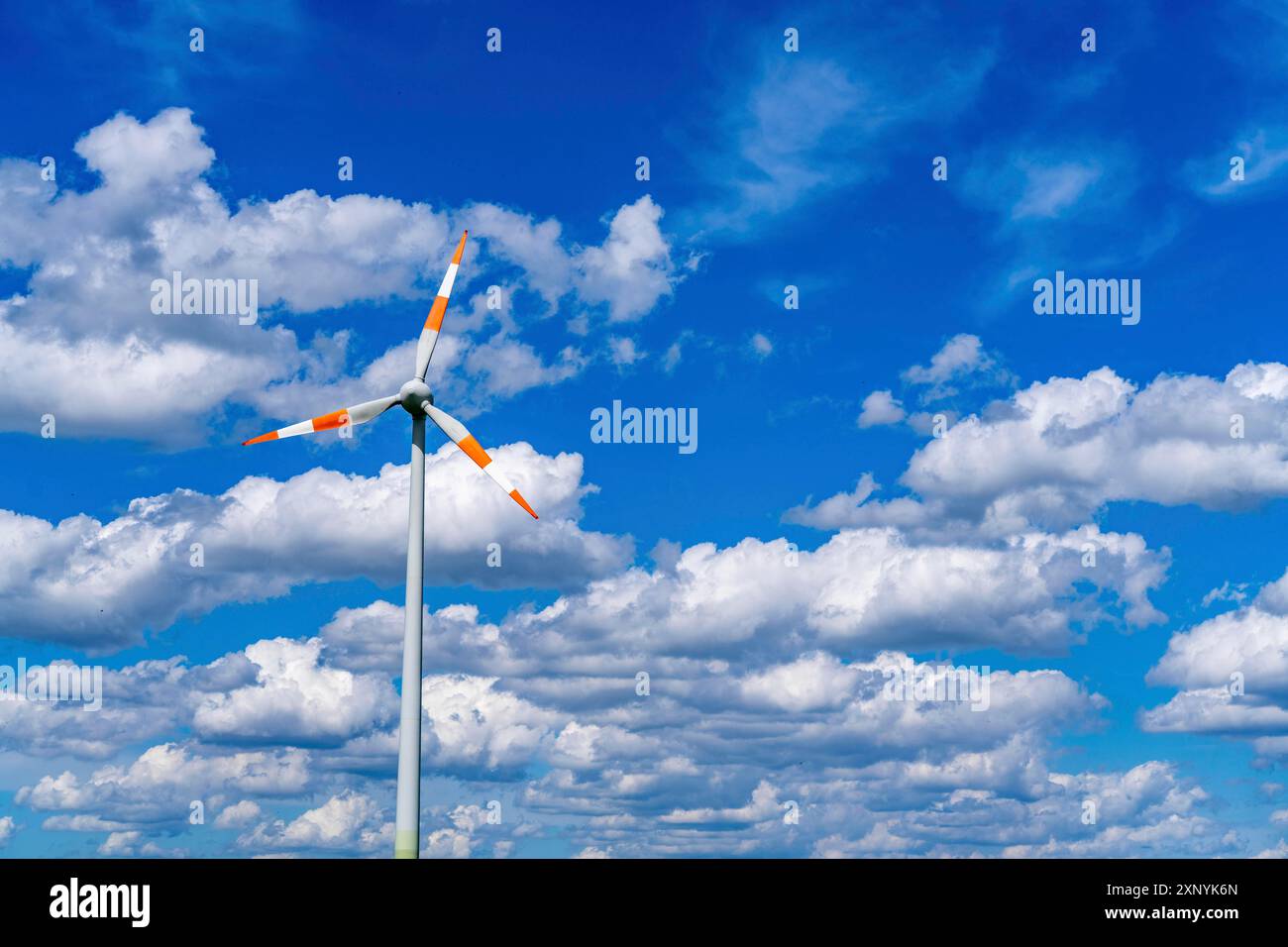 Wind turbine, wind energy plant from the manufacturer Enercon, blue sky ...