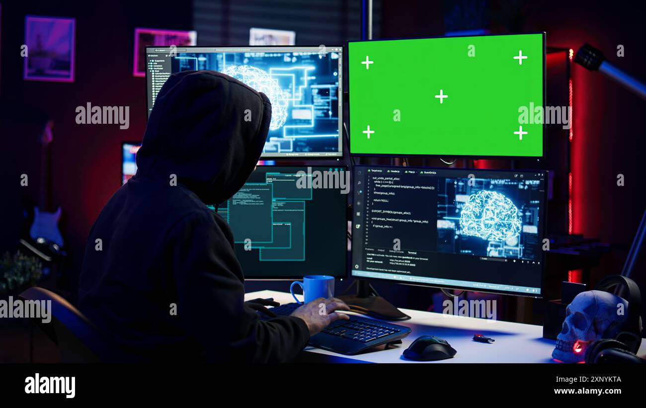 Hacker using ai green screen hi-res stock photography and images - Alamy