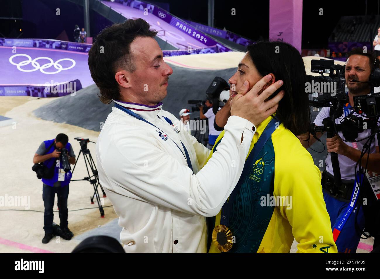 Paris, France, 2 August, 2024. Saya Sakakibara of Australia is embraced ...