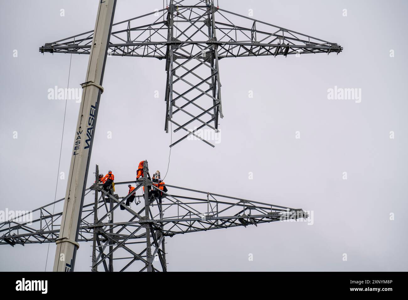 Installation of a high-voltage pylon, construction of a new line route ...