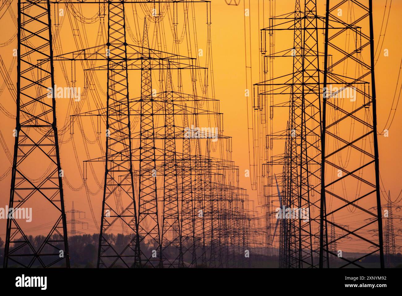 Extra-high-voltage lines, 380 KV, power line, the electricity comes ...