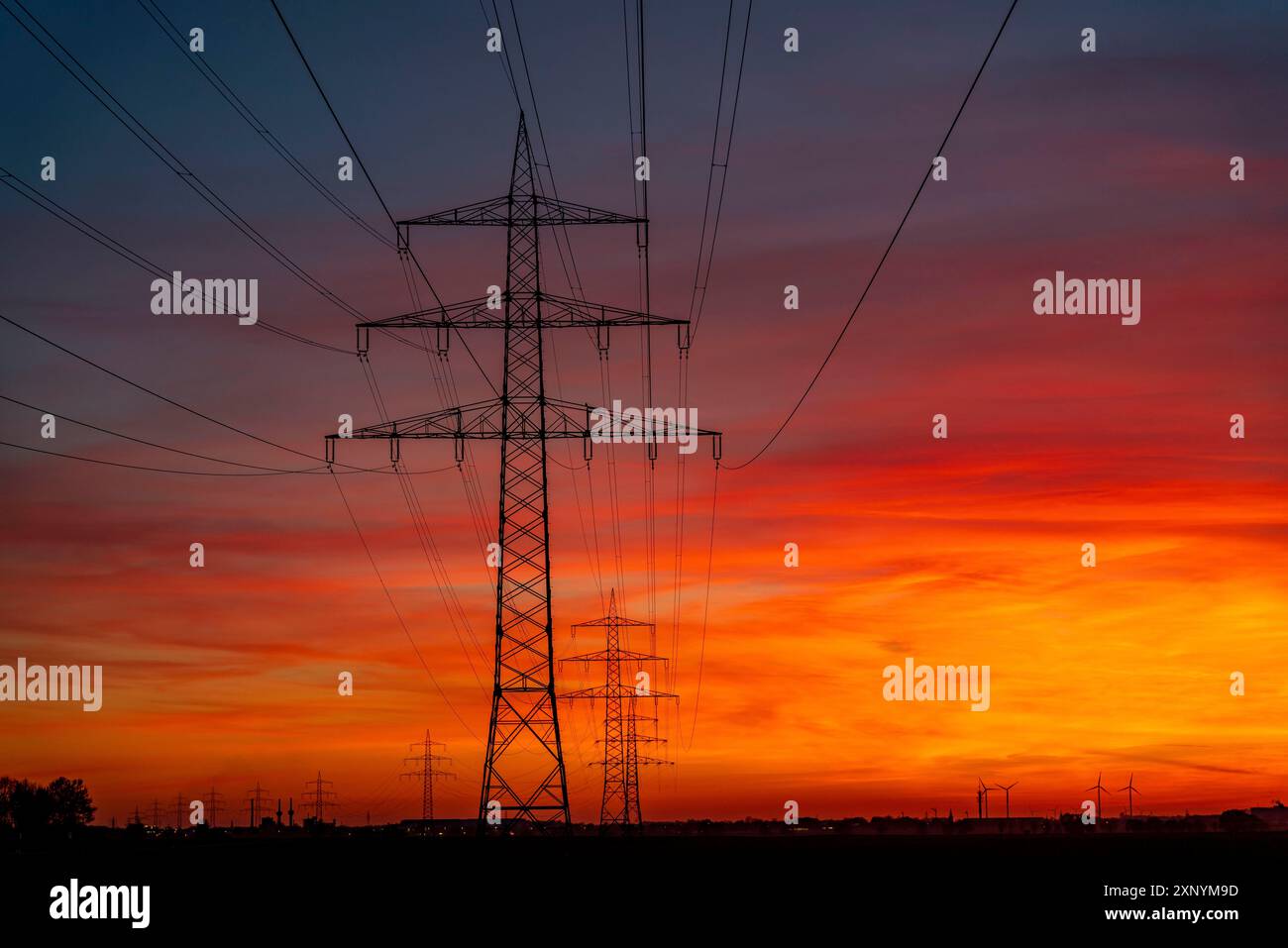 Extra-high-voltage lines, 380 KV, power line, the electricity comes ...