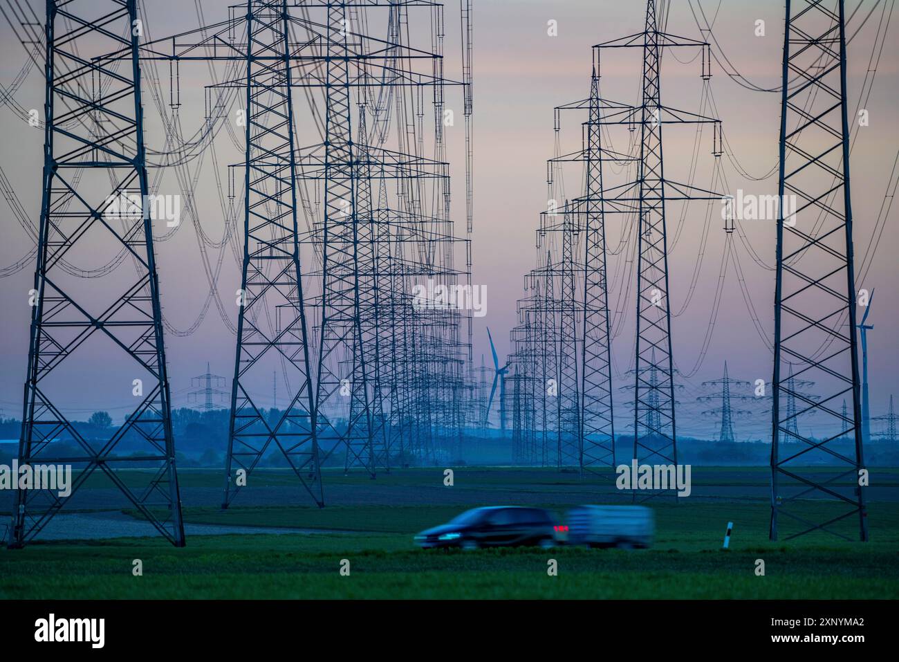 Extra-high-voltage lines, 380 KV, power line, wind turbine, the ...