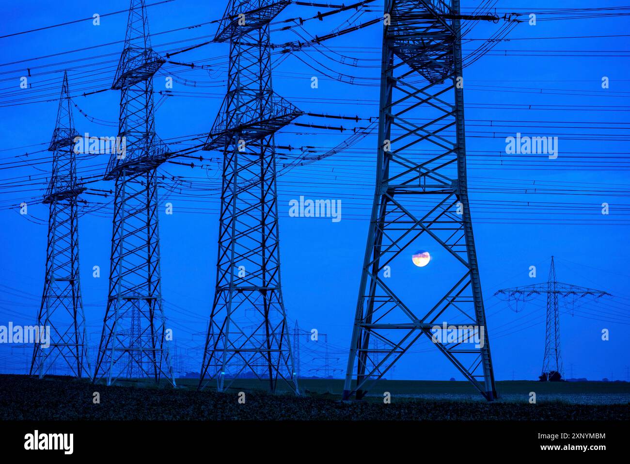 Part of a line route, 380 KV extra-high-voltage line, district town of ...