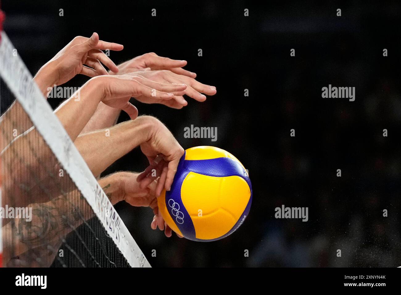 Taylor Averill, and Torey Defalco, of the United States, blocks a ball ...