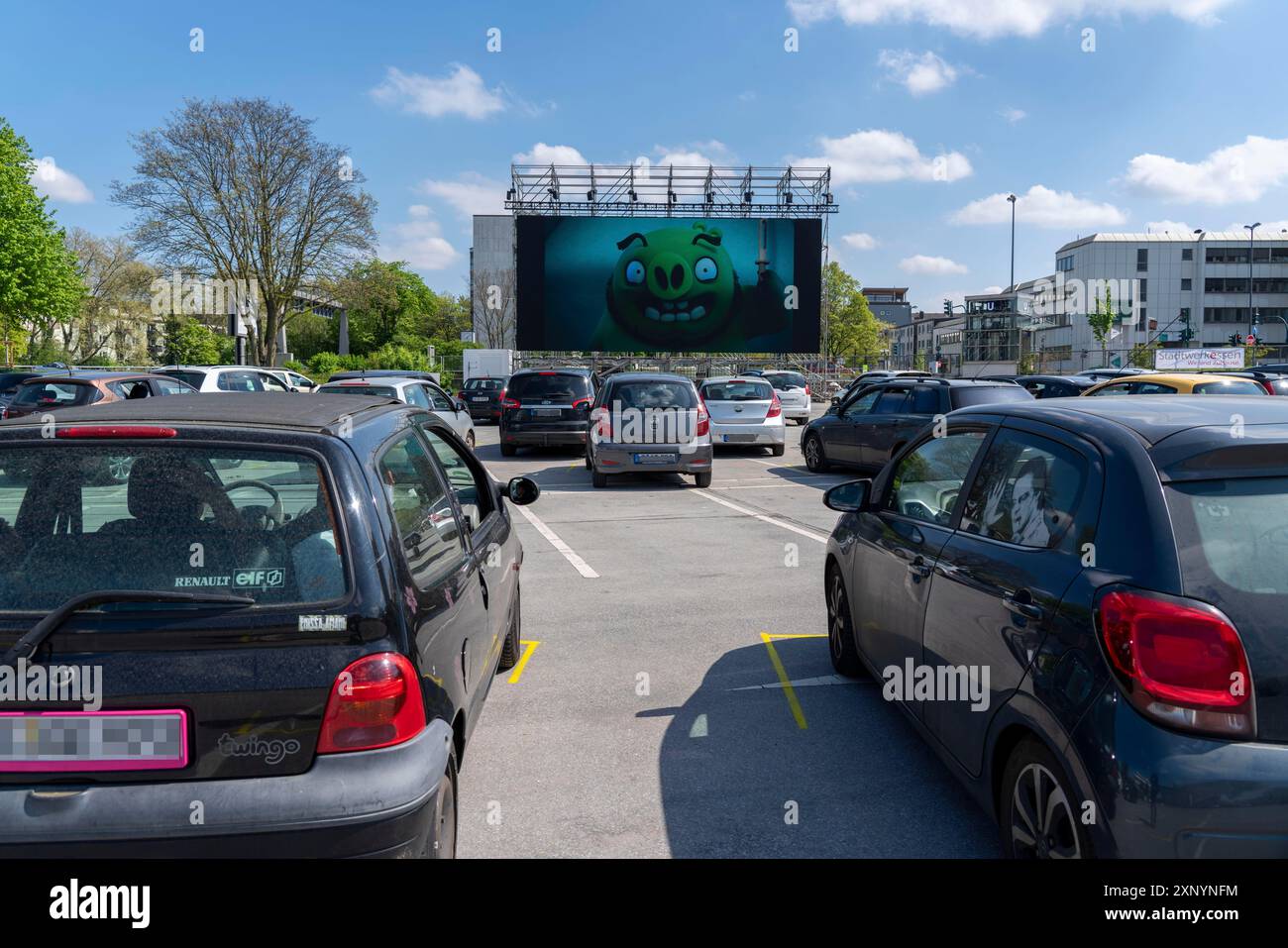 Temporary drive-in cinema, in the car park in front of Messe Essen ...