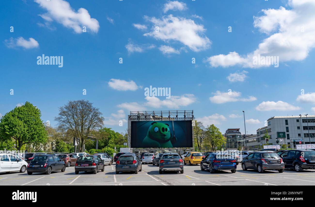 Temporary drive-in cinema, in the car park in front of Messe Essen ...