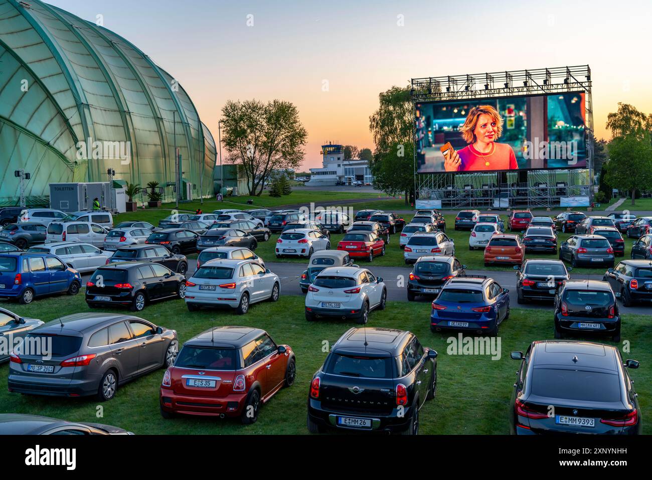 Drive-in cinema at Essen/Muelheim Airport Motor Movies, temporary film ...