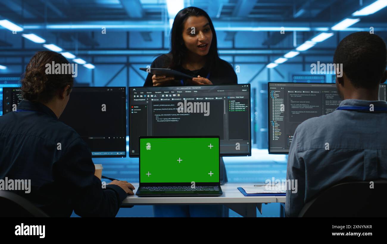 Supervisor In Server Hub Managing Diverse Team Of Developers Using