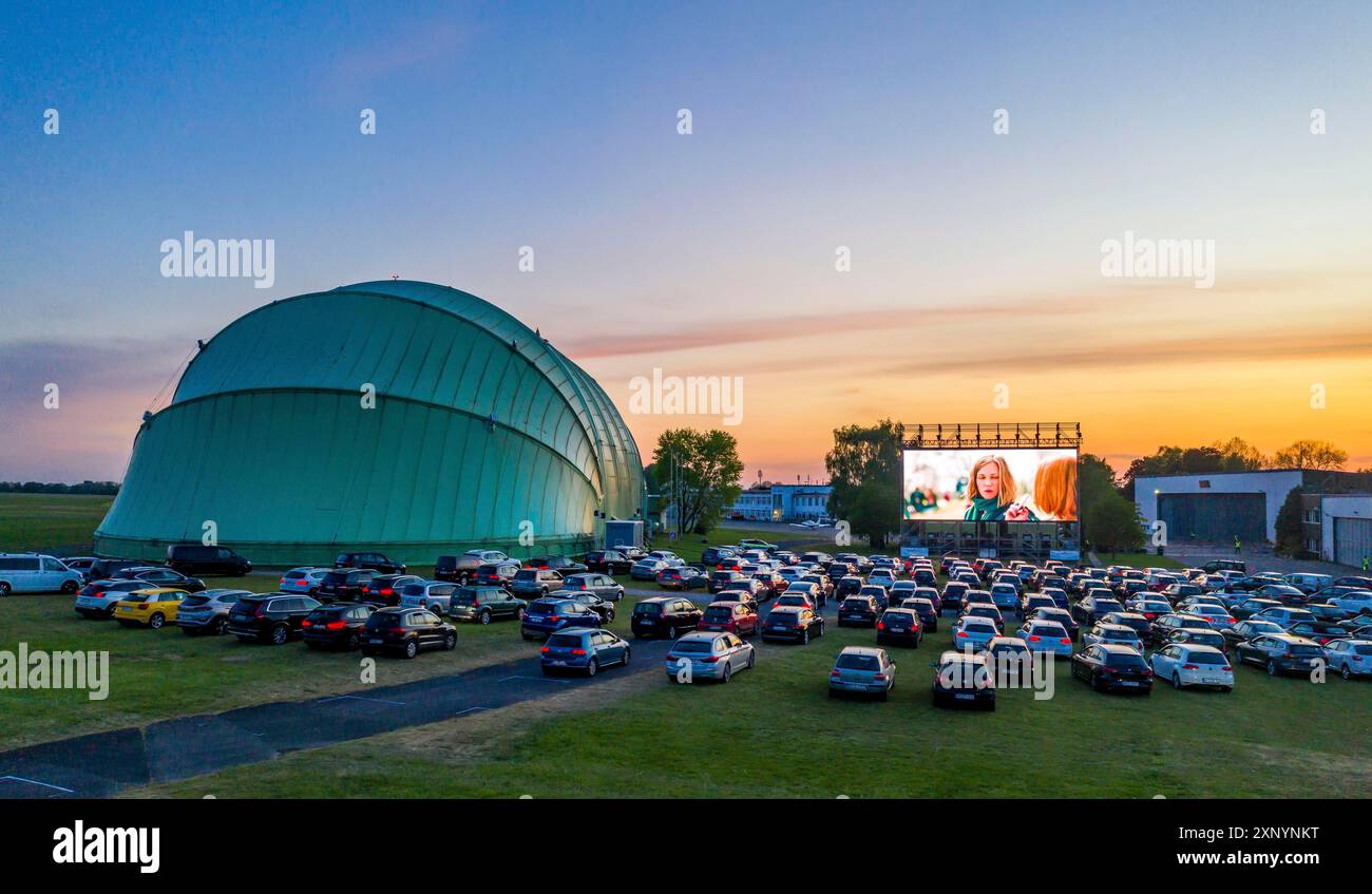 Drive-in cinema at Essen/Muelheim Airport Motor Movies, temporary film ...