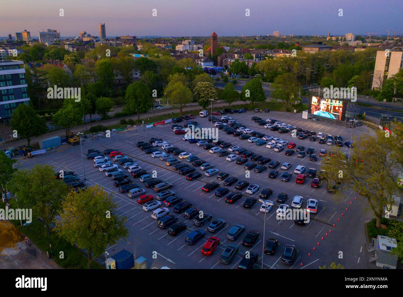 Temporary drive-in cinema, in the car park in front of Messe Essen ...