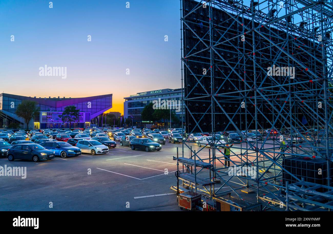Temporary drive-in cinema, in the car park in front of Messe Essen ...