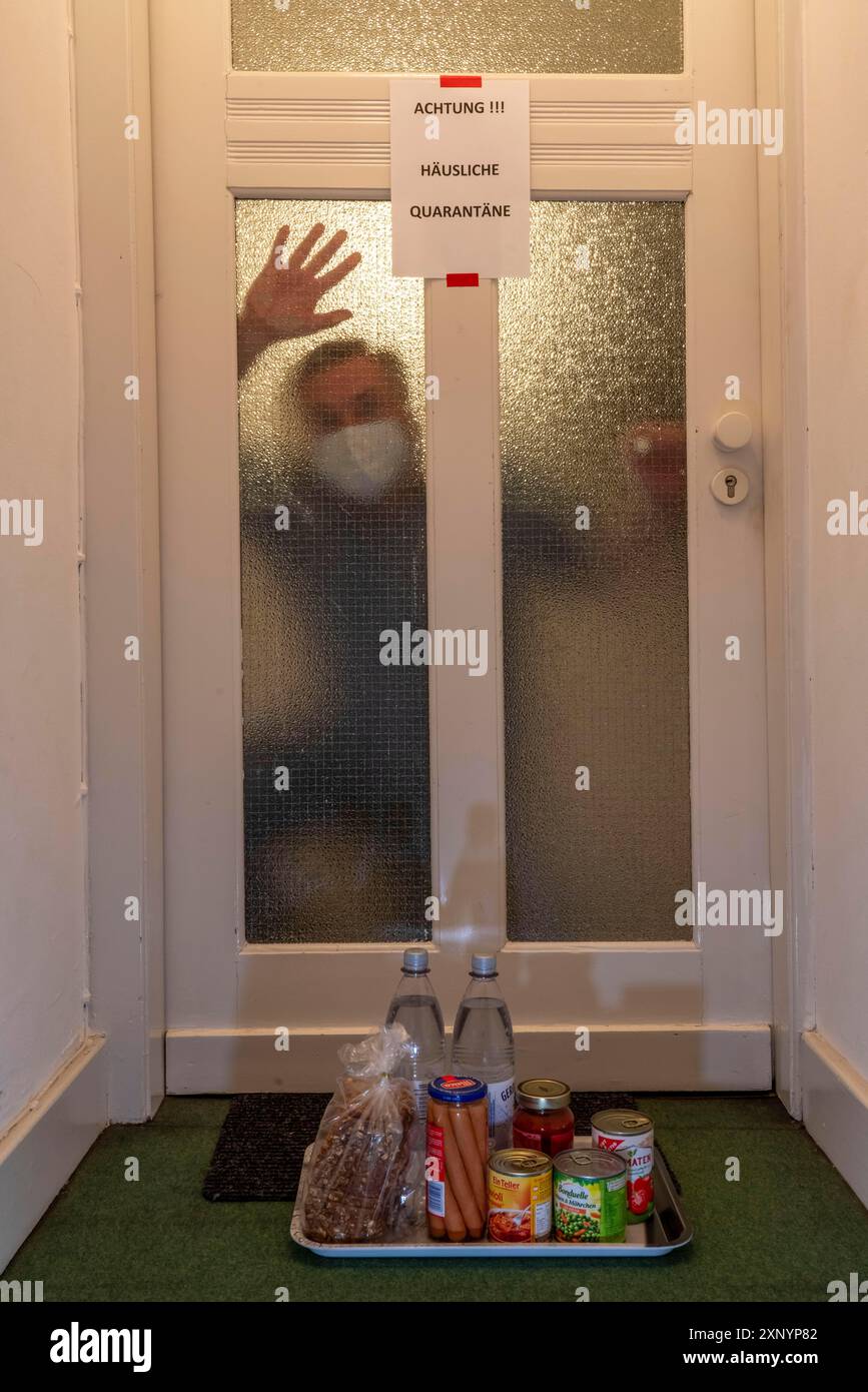 Symbolic image Domestic quarantine, man is in isolation at home due to ...