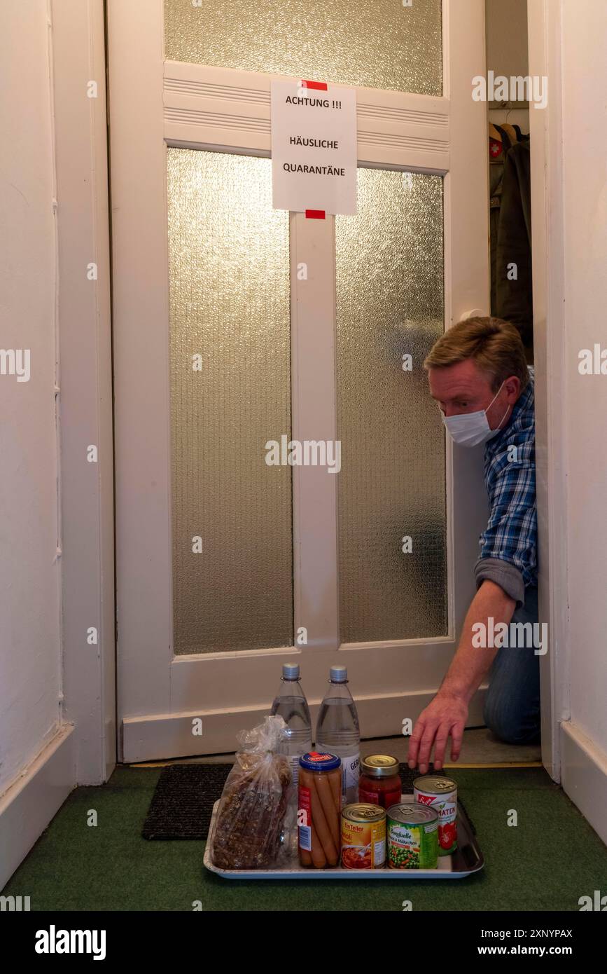 Symbolic image Domestic quarantine, man is in isolation at home due to ...