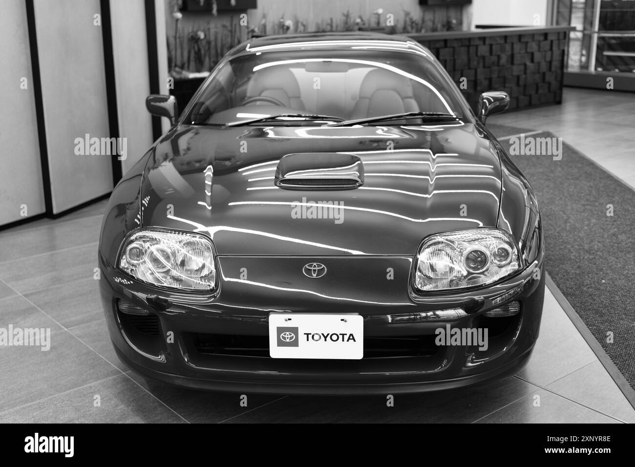 New York City, USA - July 23, 2023: toyota supra 1994 sports car red ...