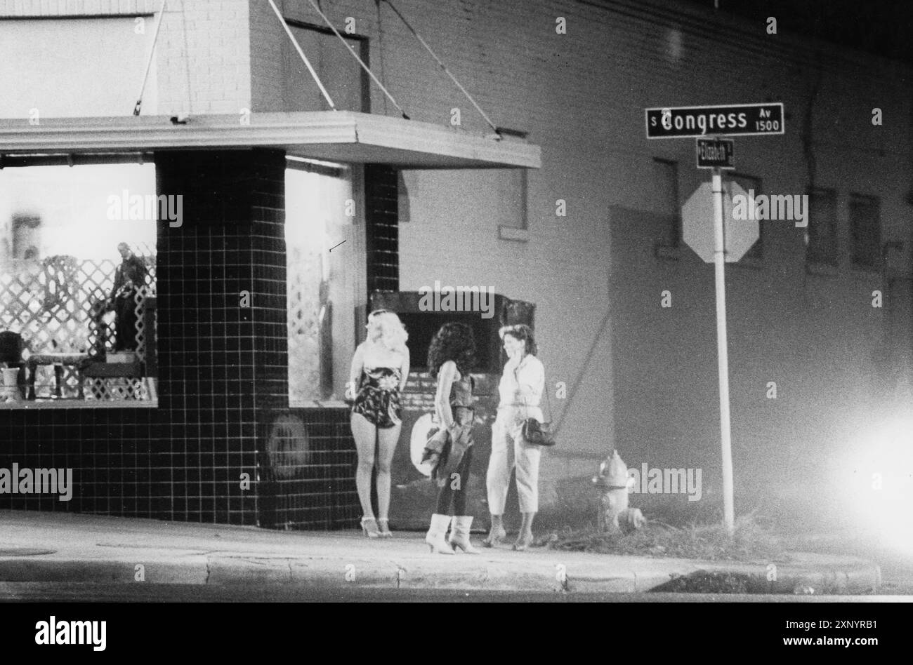 Austin Texas USA, 1979: Young women working the streets wait for ...