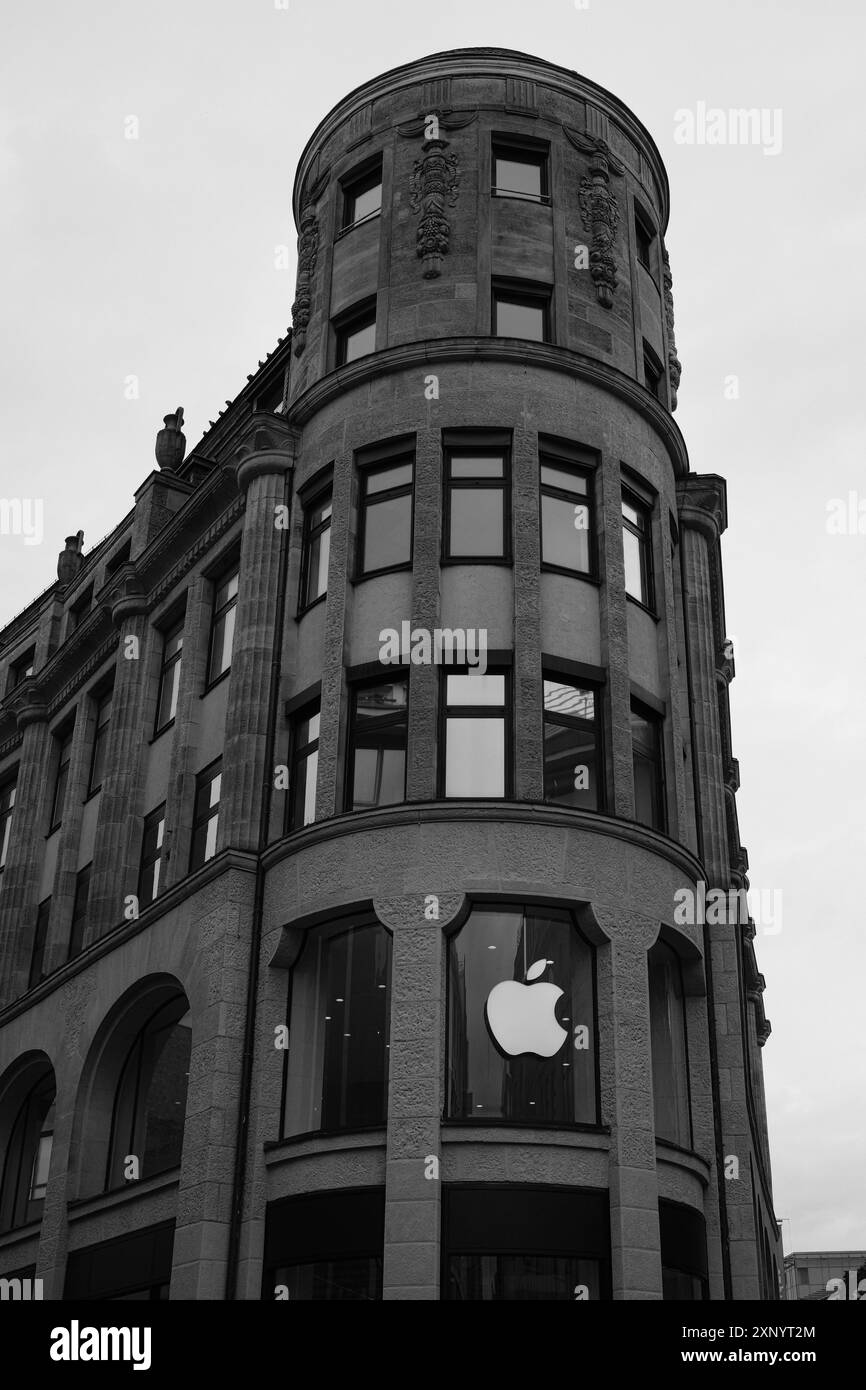 Shop with Apple brand logo, black and white, Cologne, Germany Stock ...