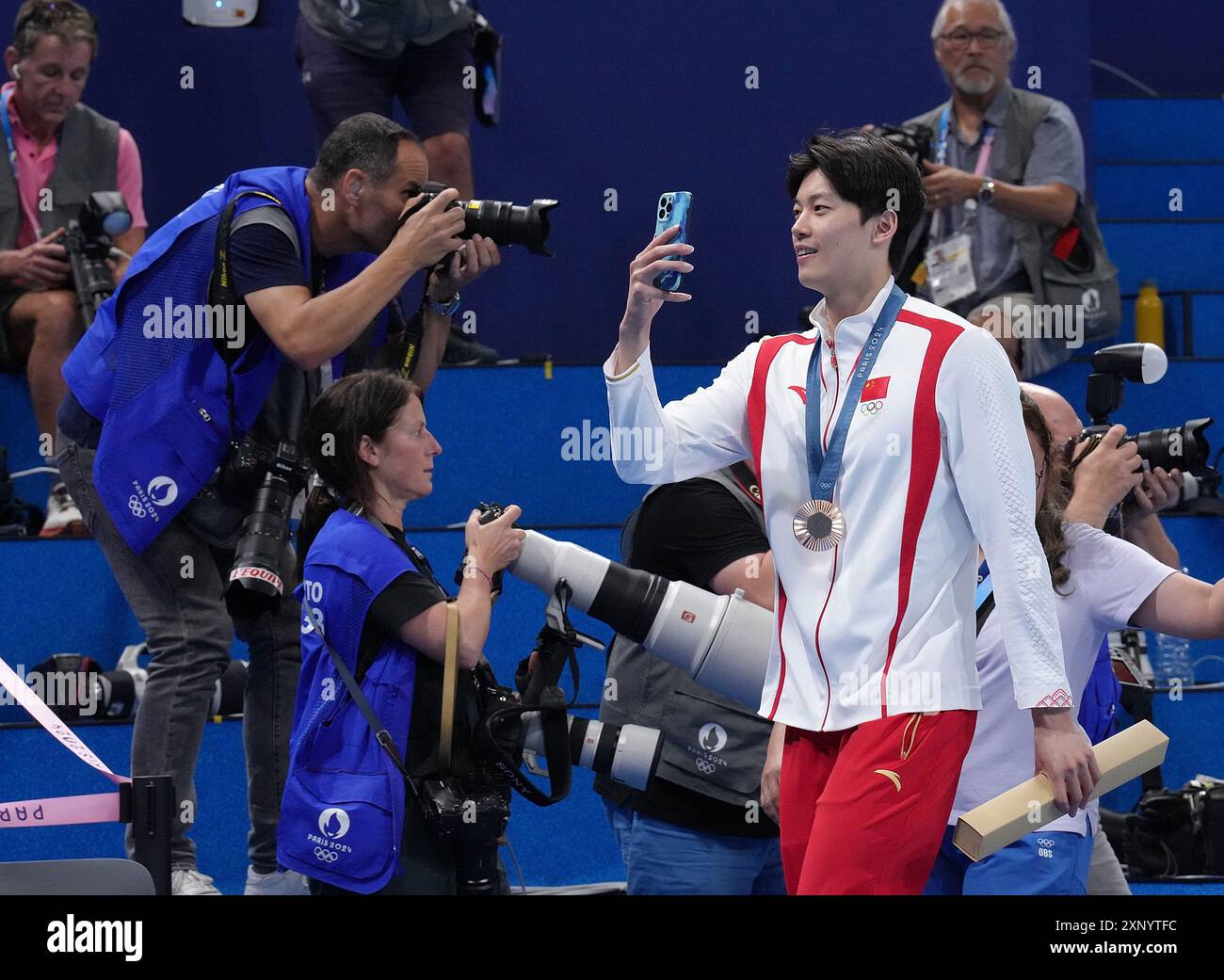 Paris, France. 2nd Aug, 2024. Bronze medalist Wang Shun of China ...