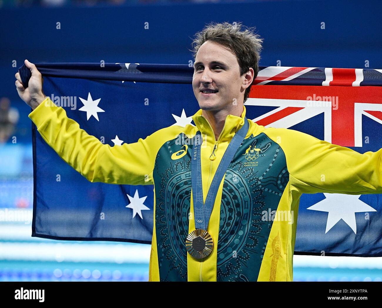 Paris, France. 2nd Aug, 2024. Gold medalist Cameron McEvoy of Australia ...