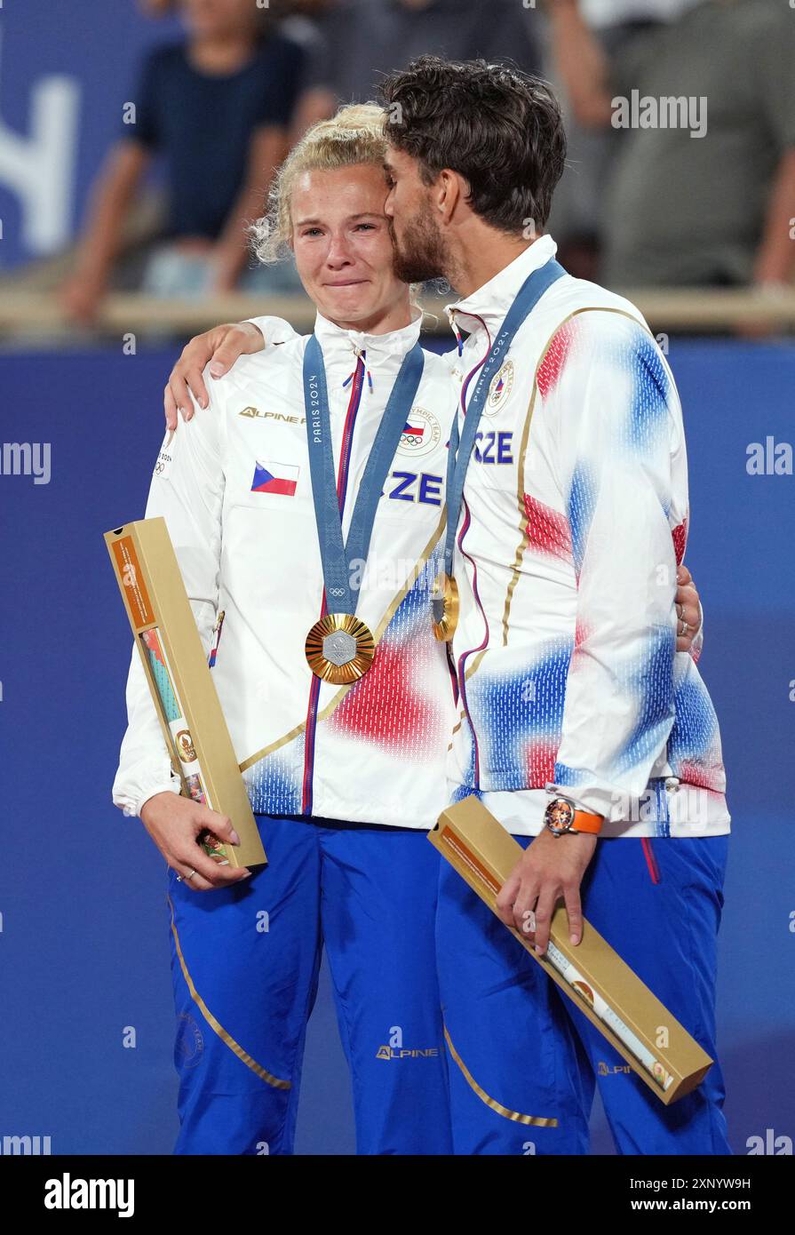 Paris, France. 2nd Aug, 2024. Gold medalists Katerina Siniakova/Tomas ...