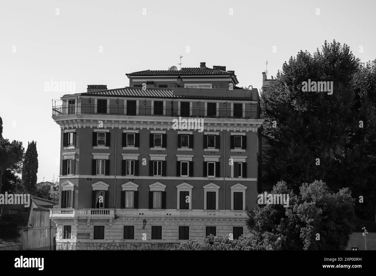 Black and white European architectural style building walls façade in ...