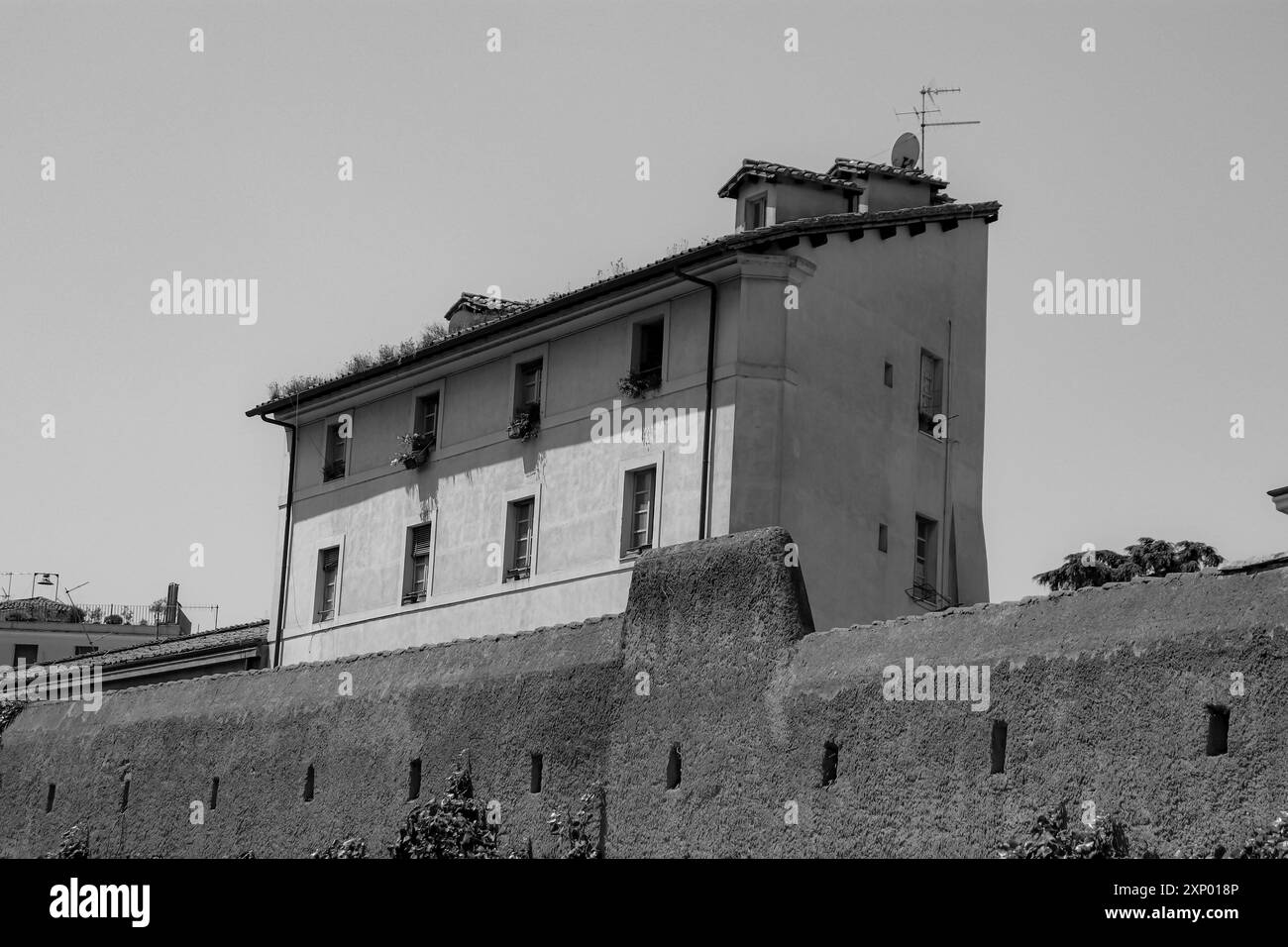 Black and white European architectural style building walls façade in ...
