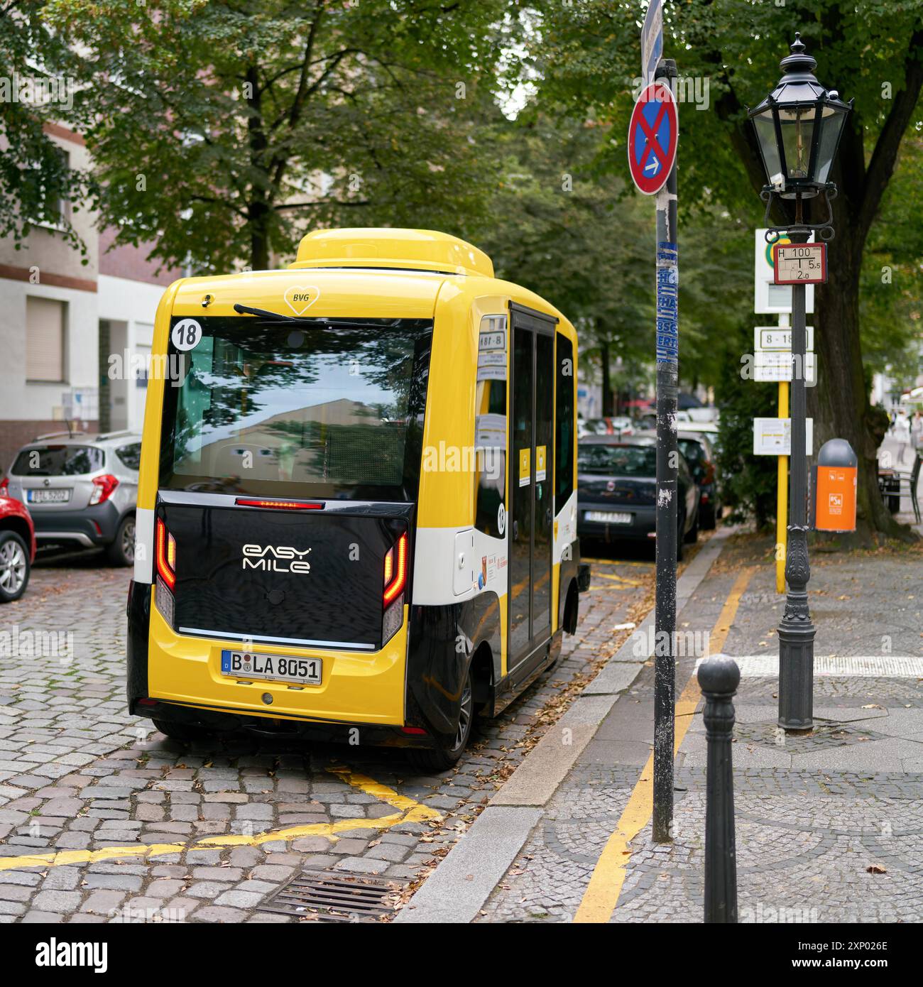 Self-driving autonomous bus as a BVG (Berliner Verkehrsbetriebe ...