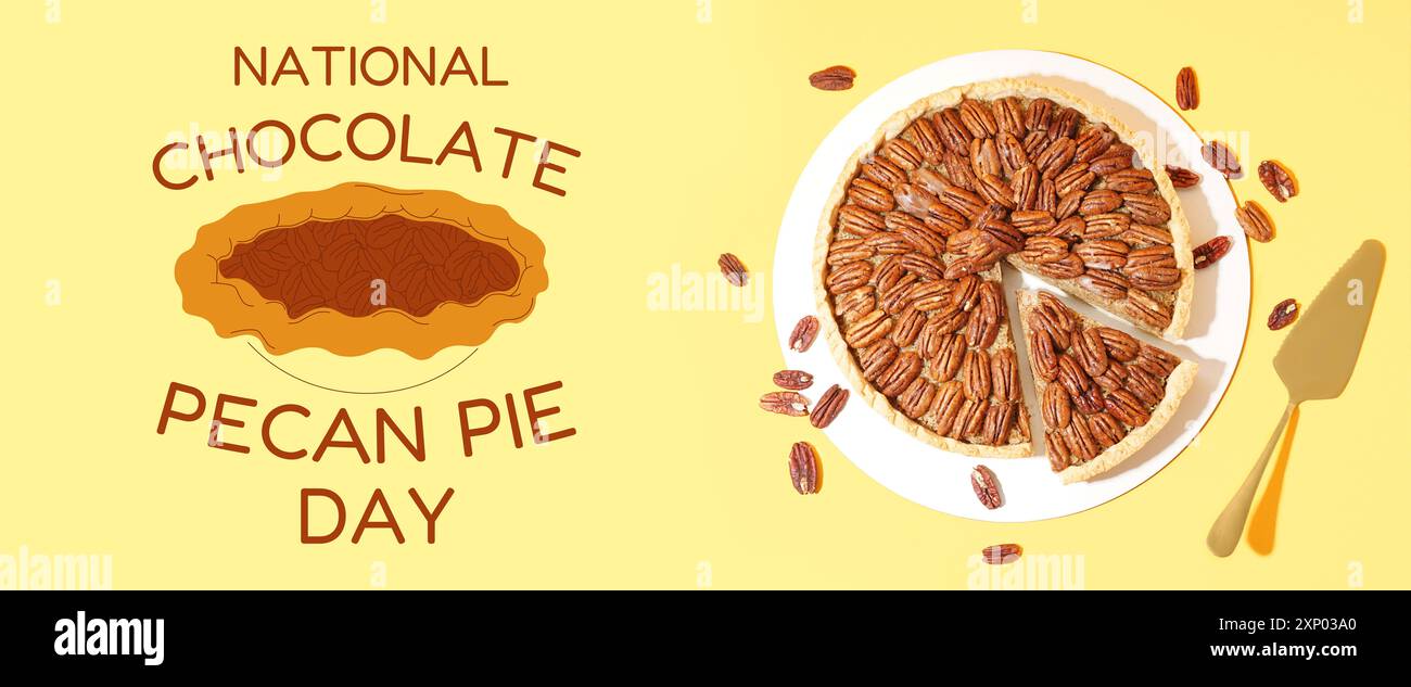 Banner for National Chocolate Pecan Pie Day Stock Photo - Alamy