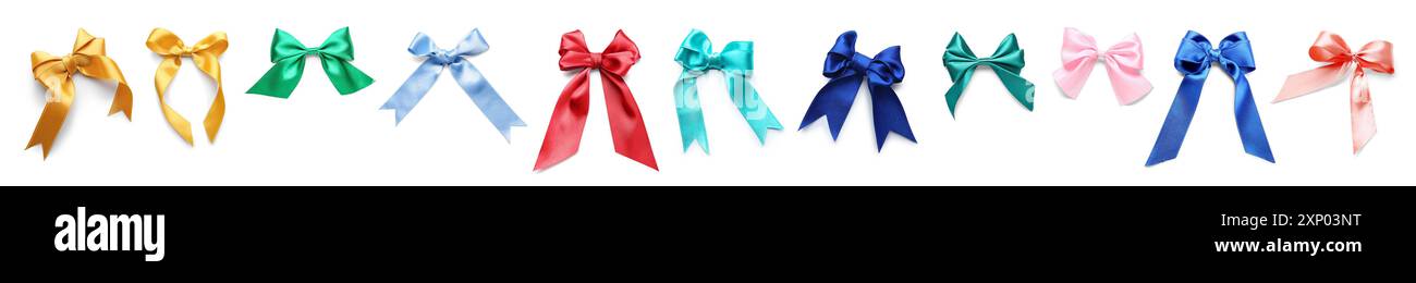 Set of many colorful bows on white background Stock Photo - Alamy