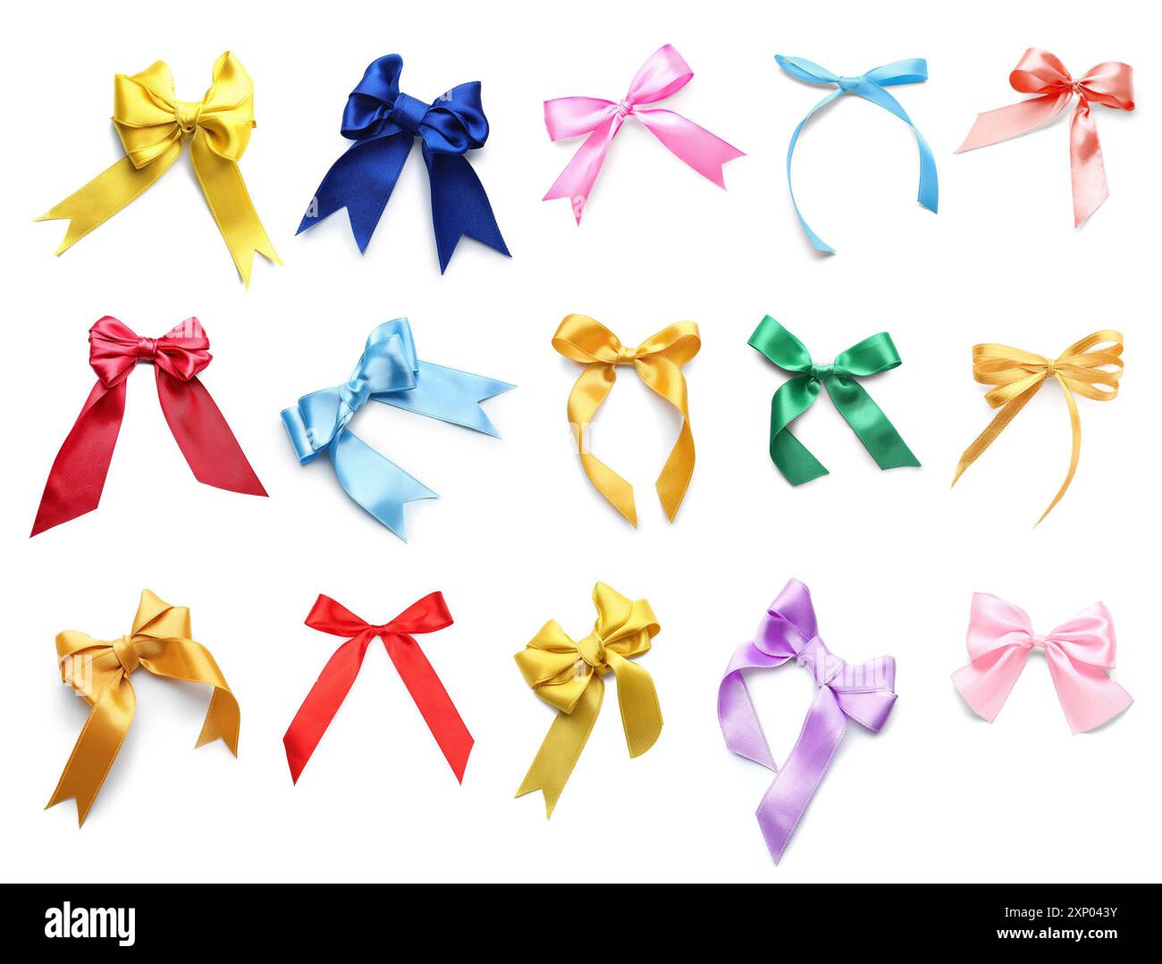 Set of many colorful bows on white background Stock Photo - Alamy