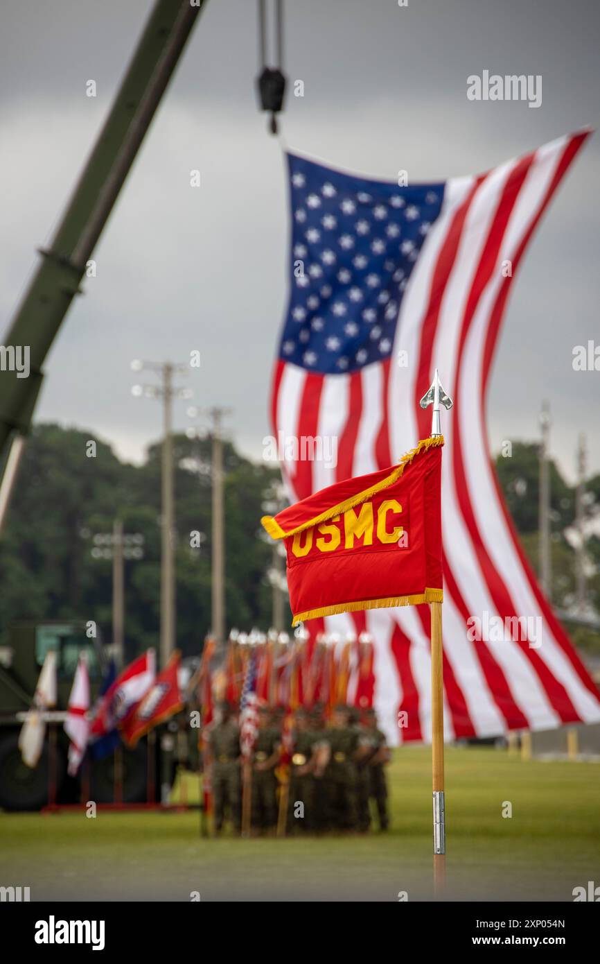 A guidon is displayed during the II Marine Expeditionary Force change ...