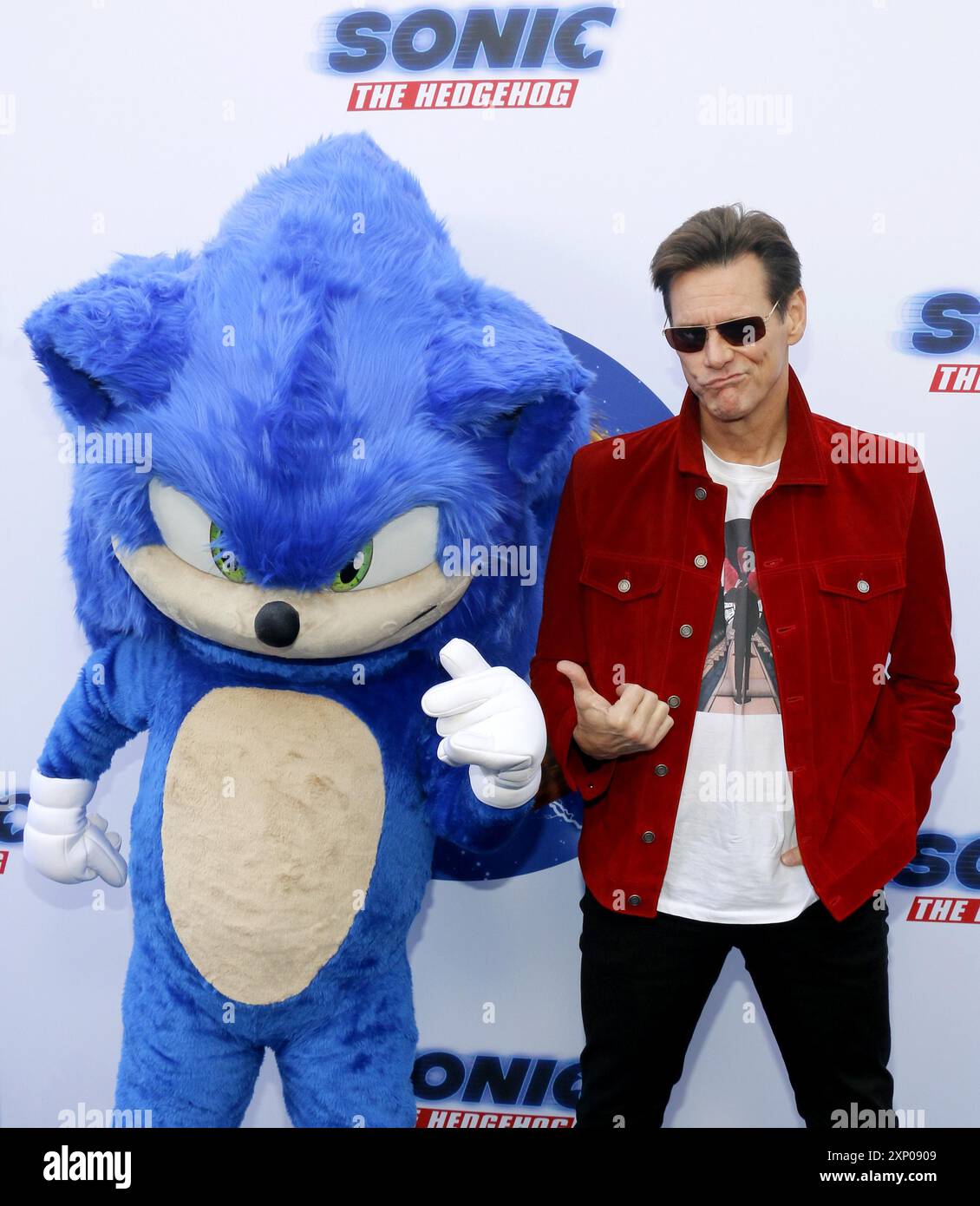 Jim Carrey at the Los Angeles premiere of 'Sonic the Hedgehog' held at ...