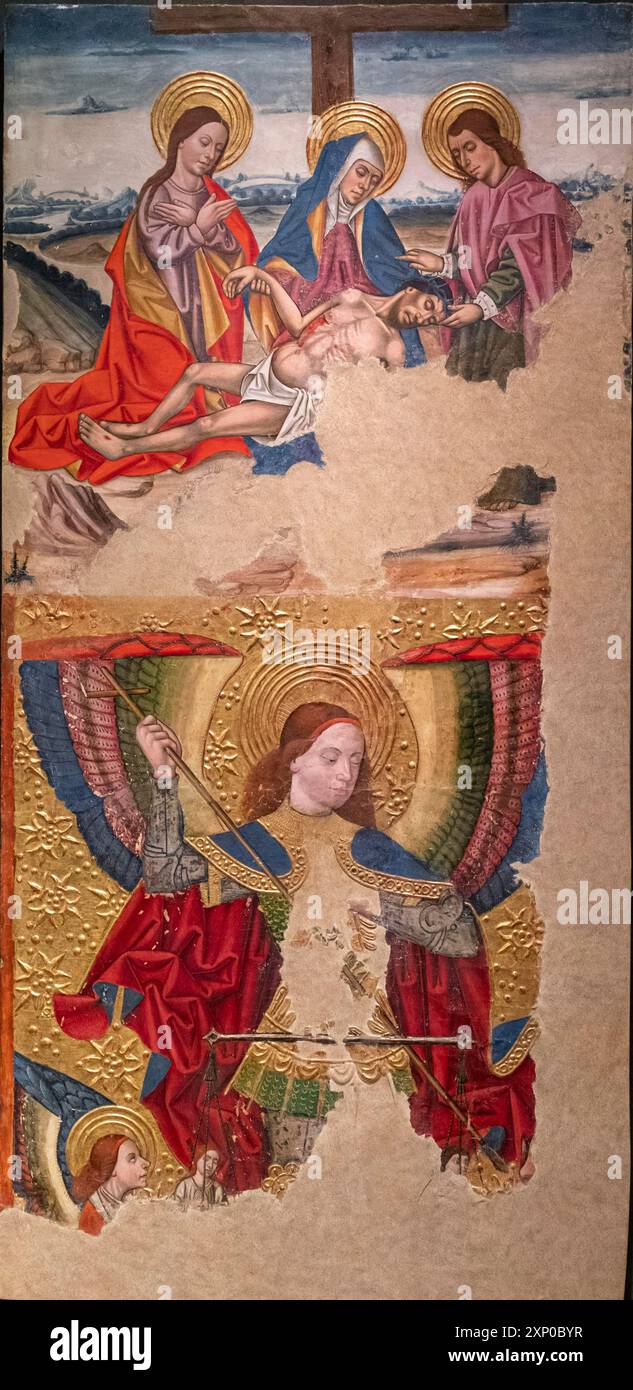 Crying over dead Christ and Saint Michael, panels of San Miguel, XV ...