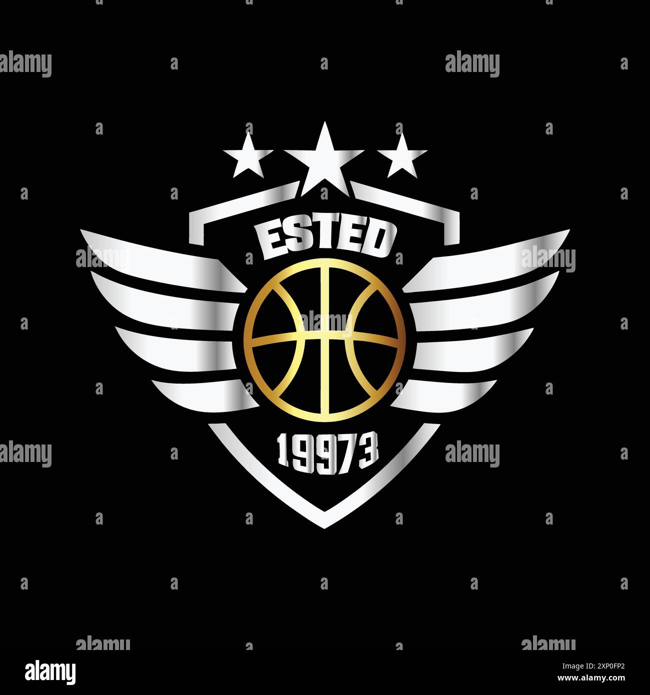 Basketball logo template with wings and ball. Vector illustration on ...