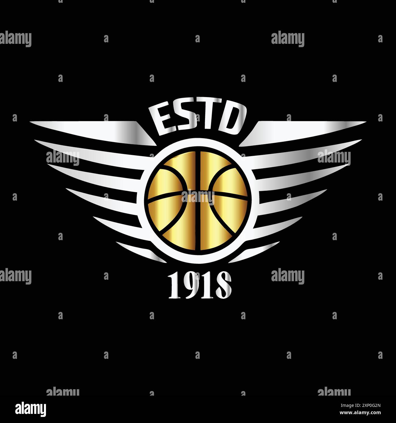 Basketball logo template with wings and ball. Vector illustration on ...