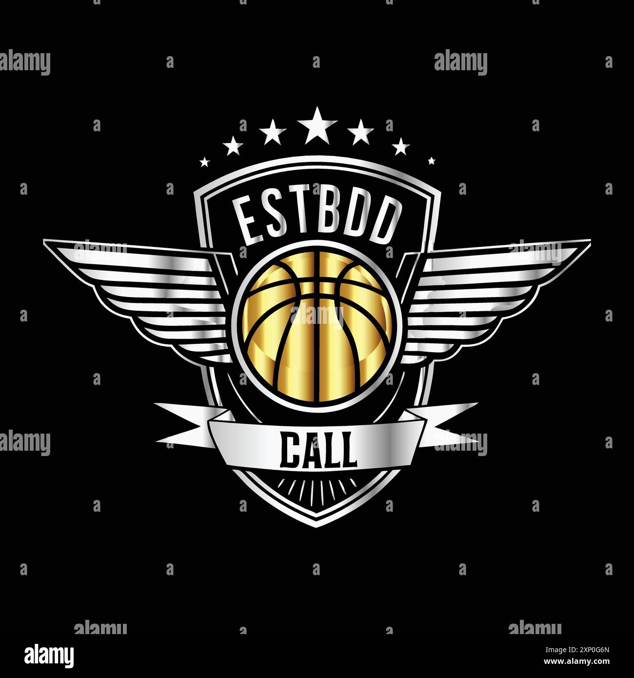 Basketball logo template with wings and ball. Vector illustration on ...