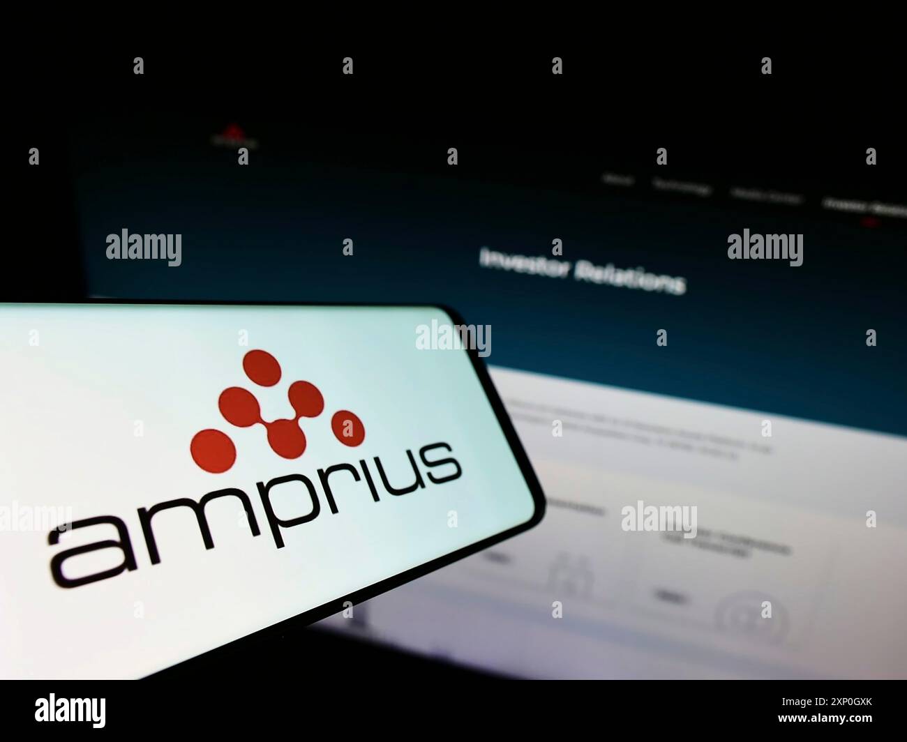 Mobile phone with logo of American company Amprius Technologies Inc. on ...