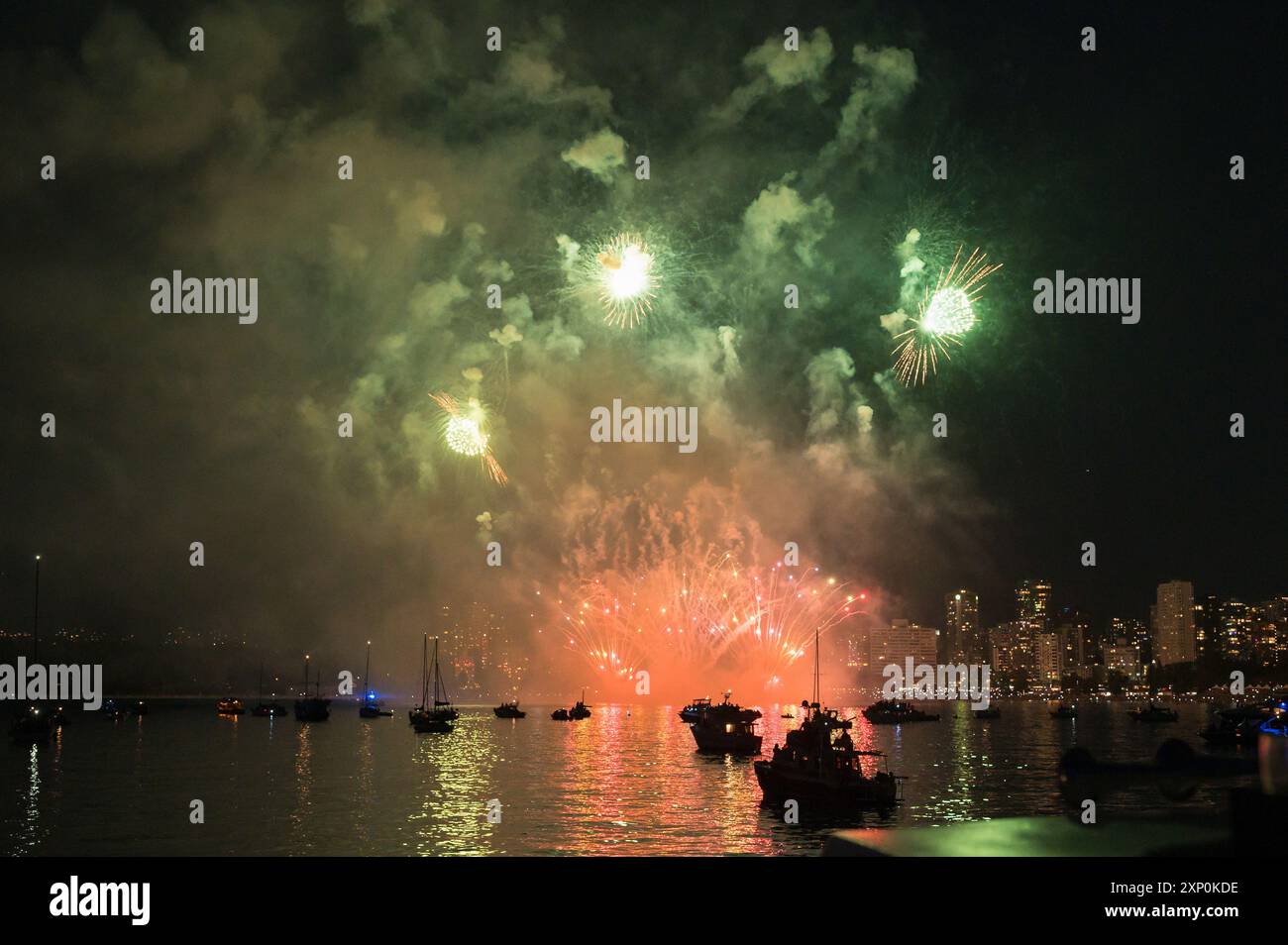 Pleasure boats in English Bay watch the of the Festival of Lights ...