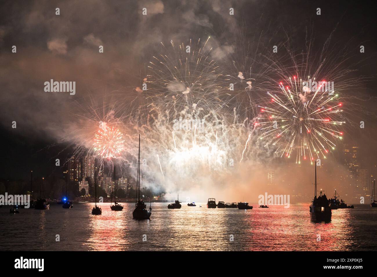 Pleasure boats in English Bay watch the of the Festival of Lights ...