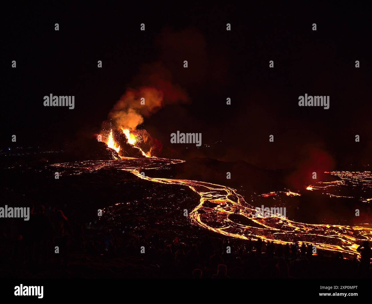 Stunning view of recently erupted volcano in Geldingadalir valley near ...