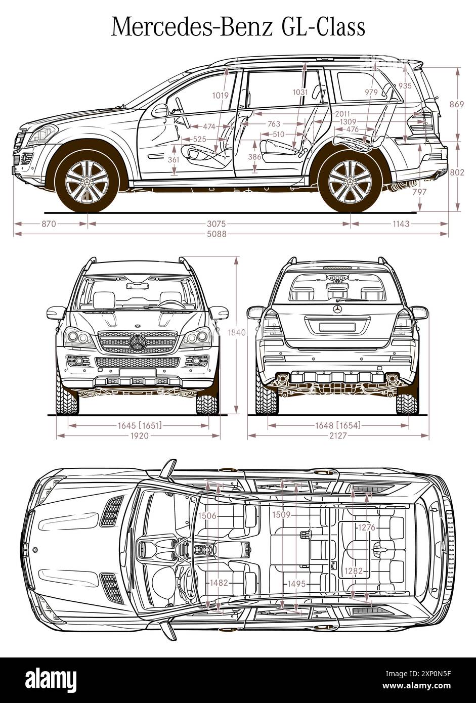 Mercedes Benz GL Class 2006 car blueprint Stock Vector Image & Art - Alamy