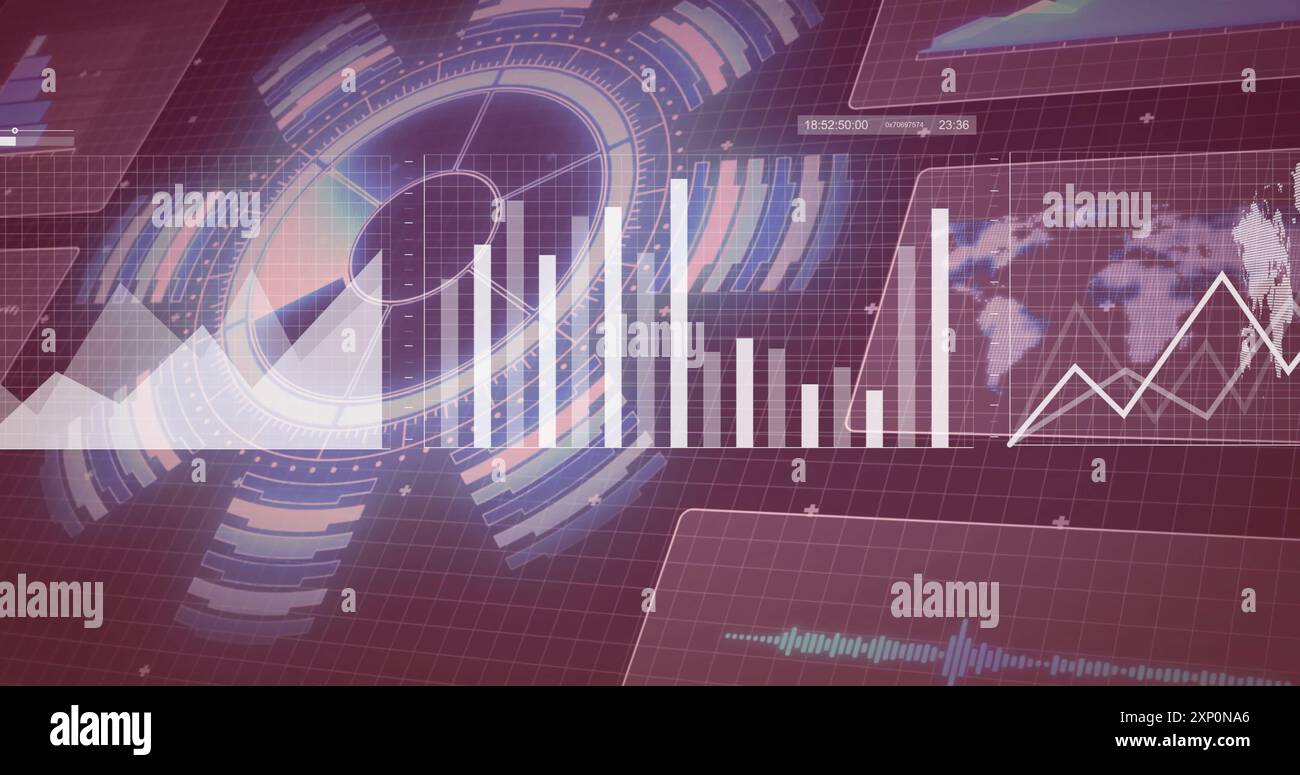 Graphs and charts image over futuristic interface with data visualizations Stock Photo - Alamy