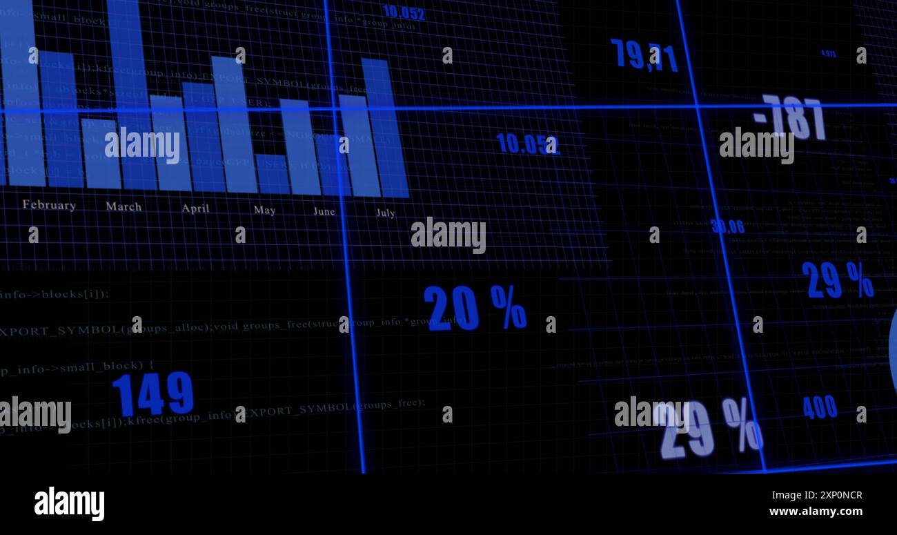 Image of data processing and binary coding over dark background Stock ...