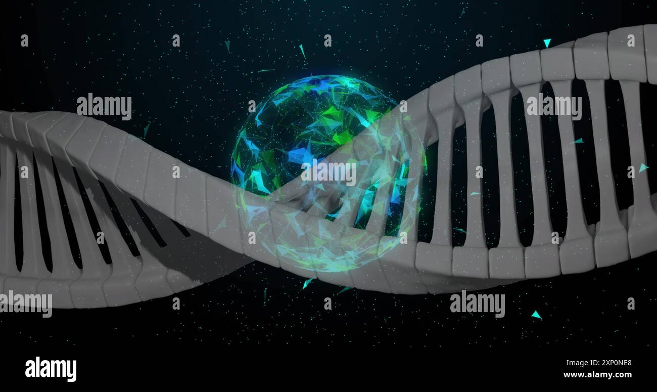 DNA strand and molecular structure image over starry background Stock ...