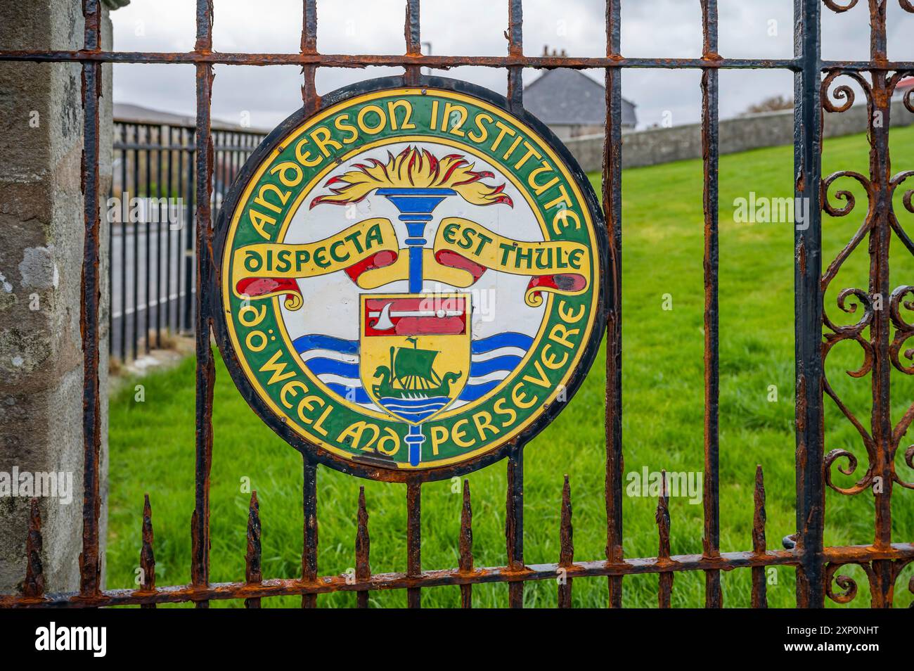 Anderson Institute Sign attached to a fence, Shetland island Stock ...