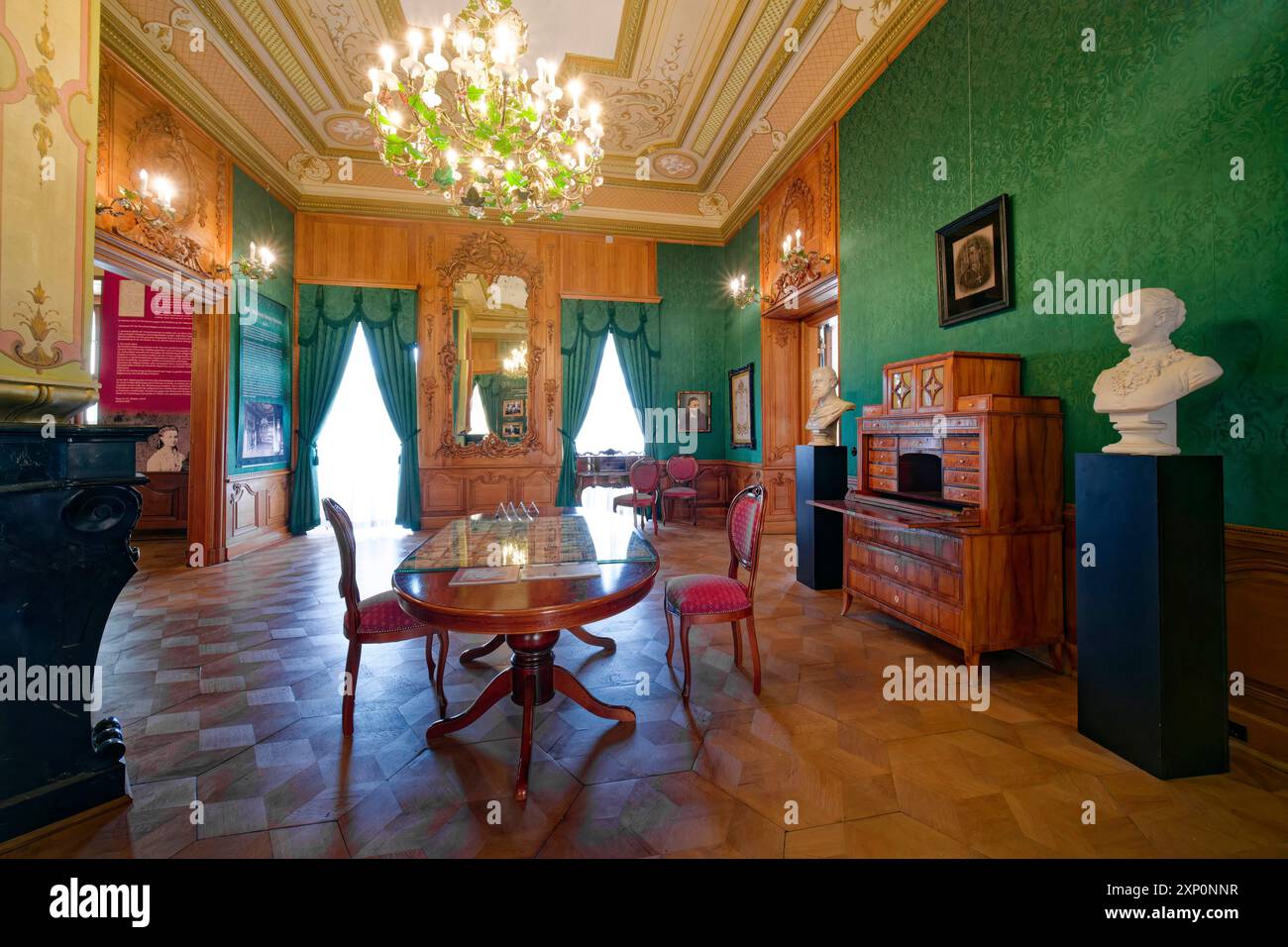 Green Salon, museum, neo-classical Lower Castle, interior view ...
