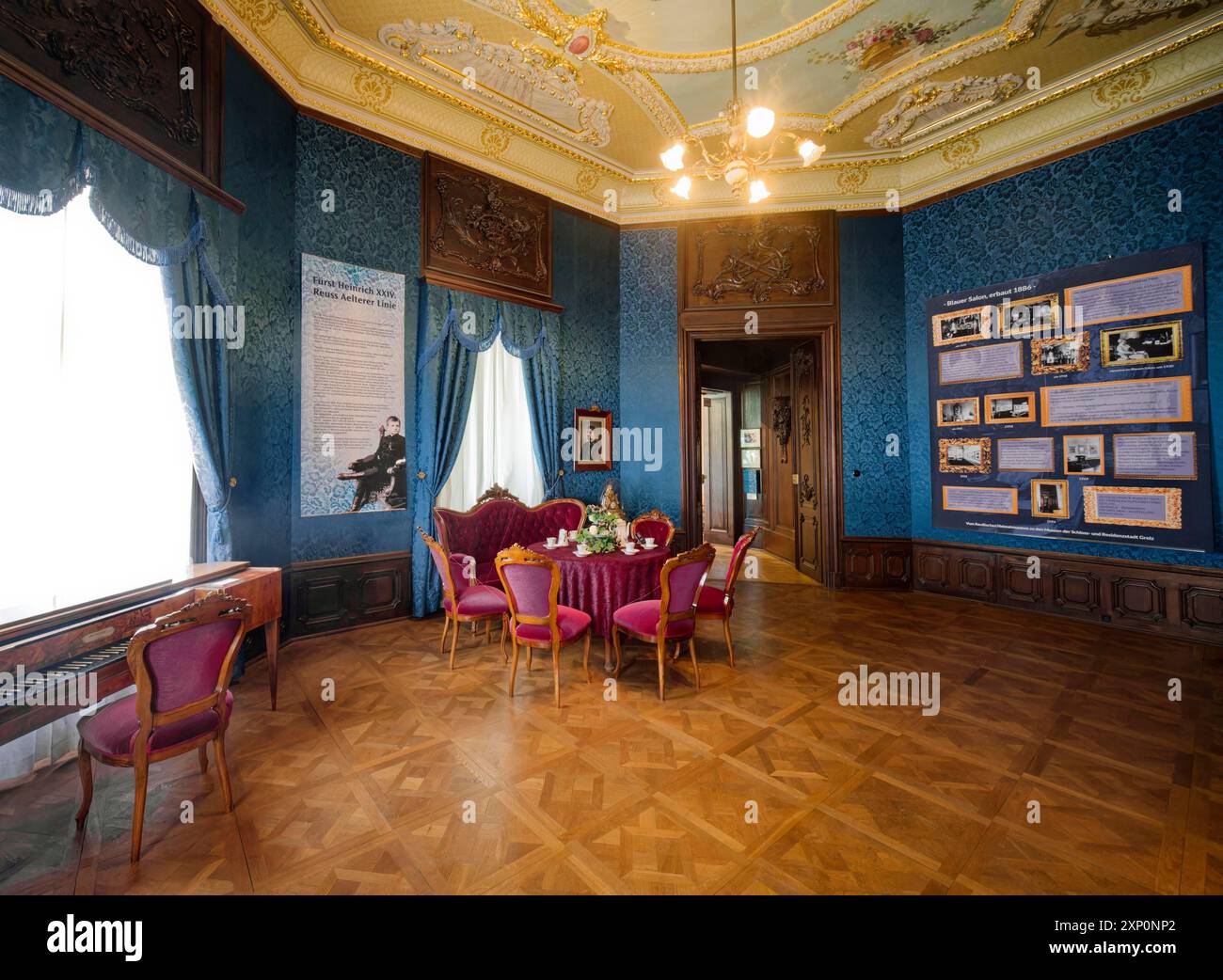 Blue Salon, museum, neo-classical Lower Castle, interior view ...